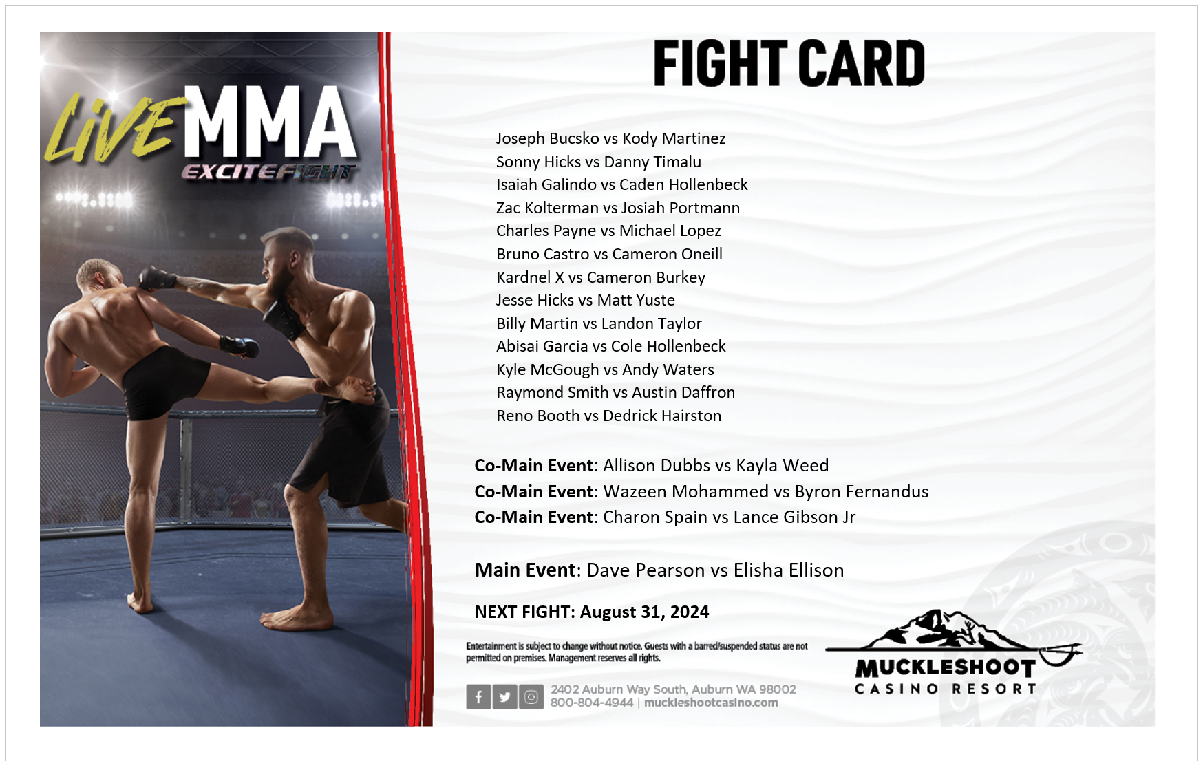 MMA Fight Card