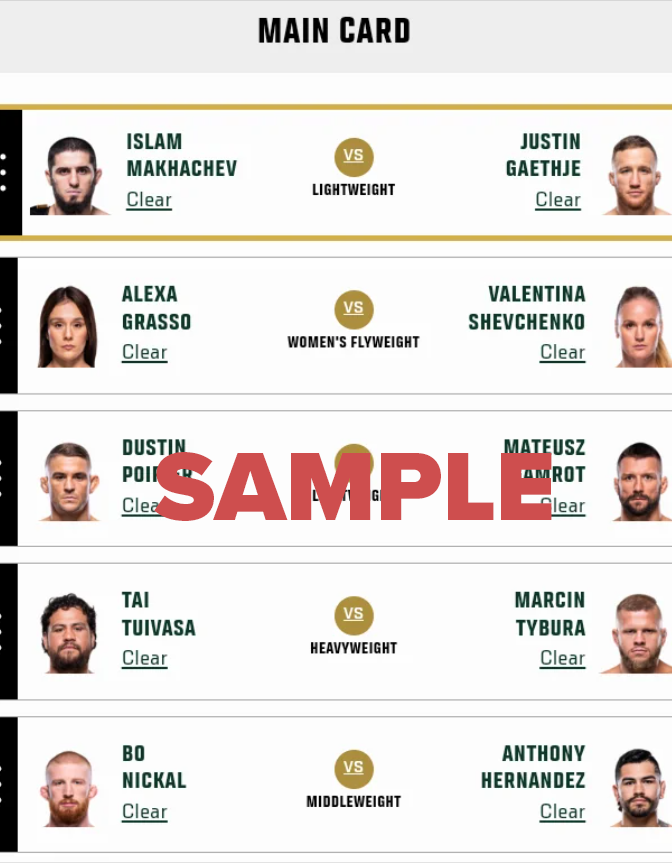 MMA Fight Card